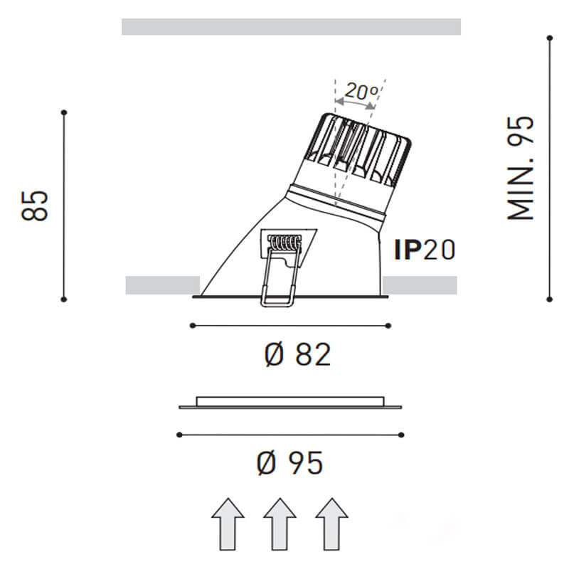 Recessed Downlight LED Swap M Asymmetric 5W by Arkoslight | Aiure