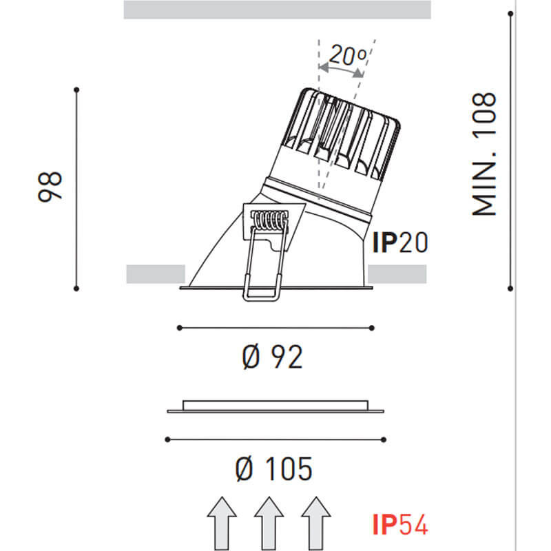 Recessed LED Downlight Swap L Asymmetric 7W - IP54 by Arkoslight | Aiure