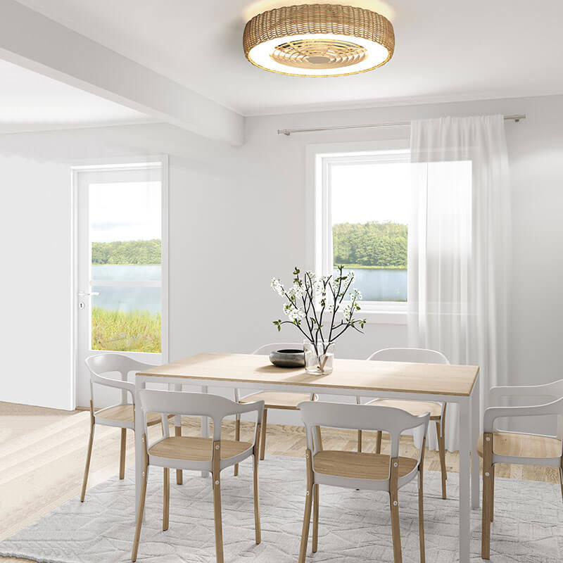 Kilimanjaro white-rattan finished fan by Mantra | AiureDeco